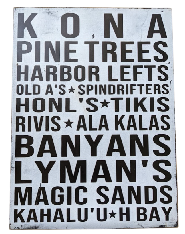 KoKo Vintage Style Large Sign - Kona Surf Spots – Koko Custom Designs